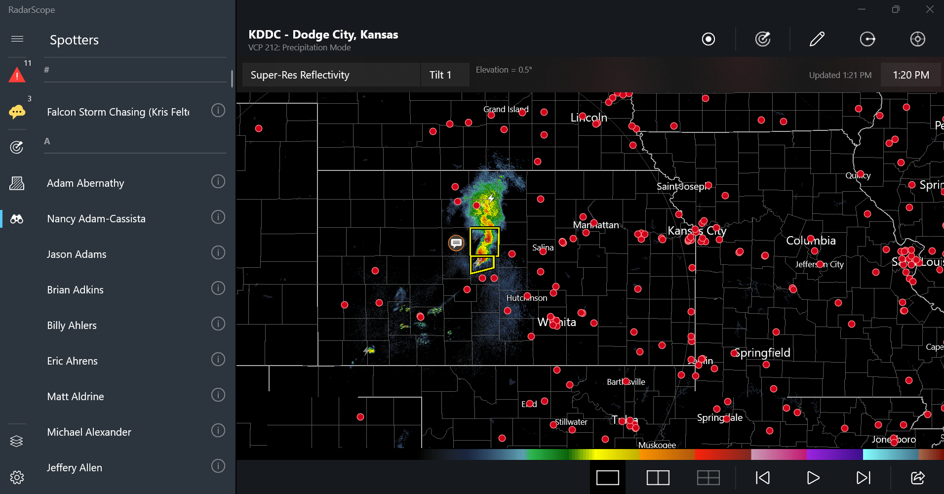 Spotter Locations – RadarScope