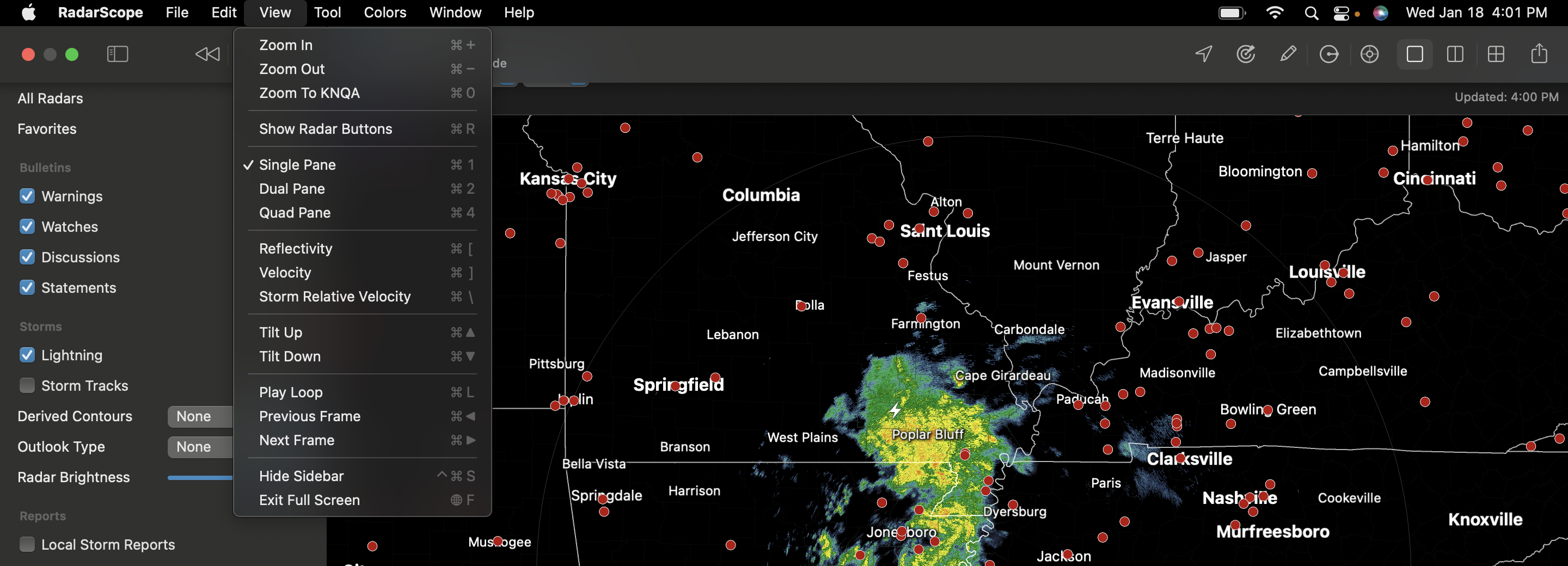 Shortcuts – RadarScope