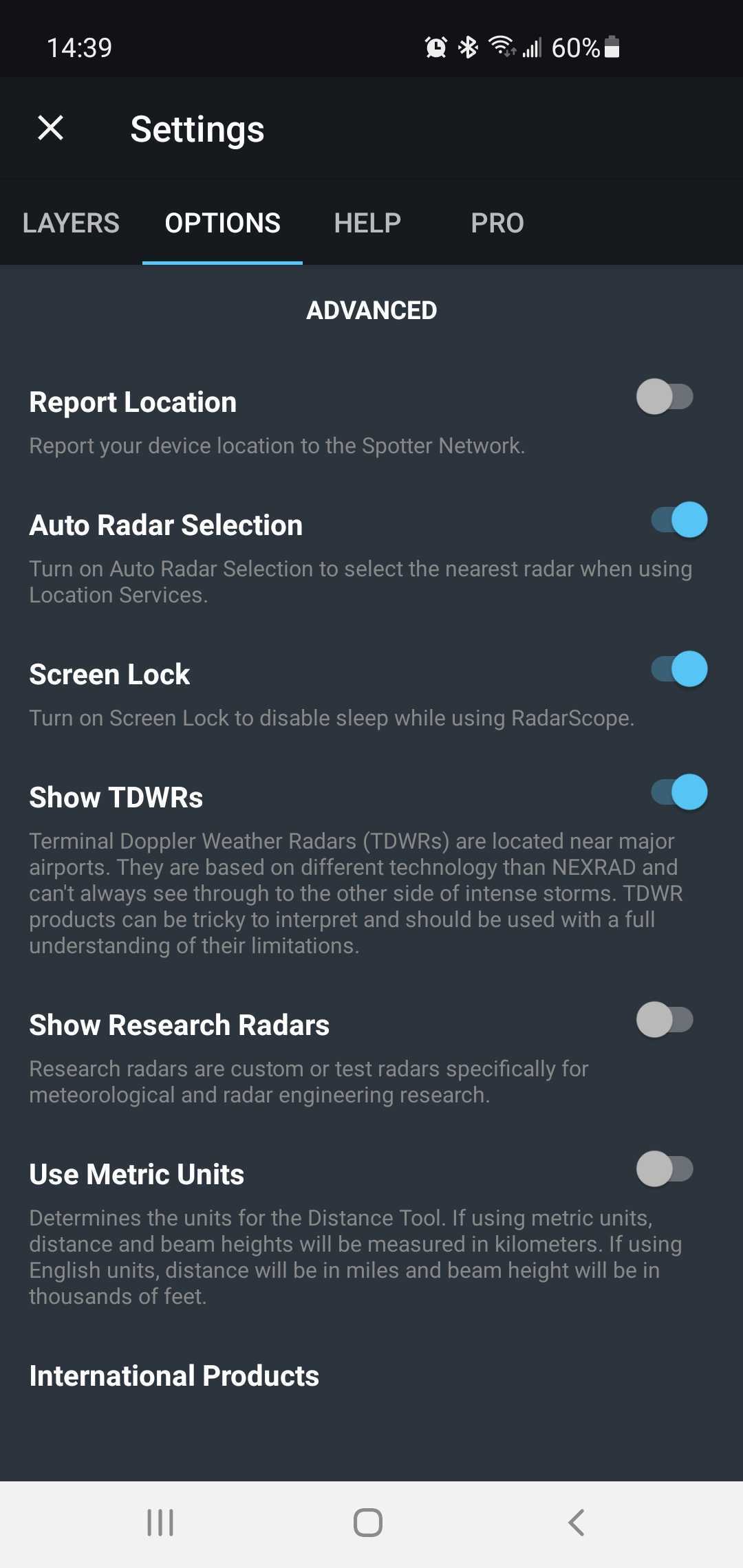 Advanced Settings – RadarScope